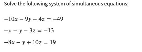Solved Solve the following system of simultaneous | Chegg.com