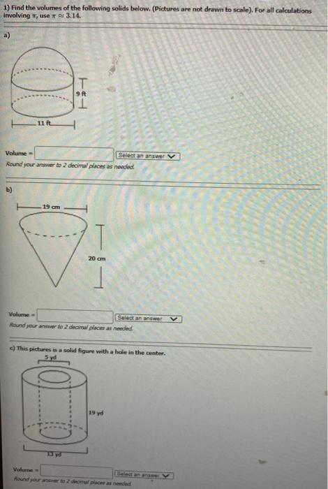 Solved 1) Find the volumes of the following solids below. | Chegg.com