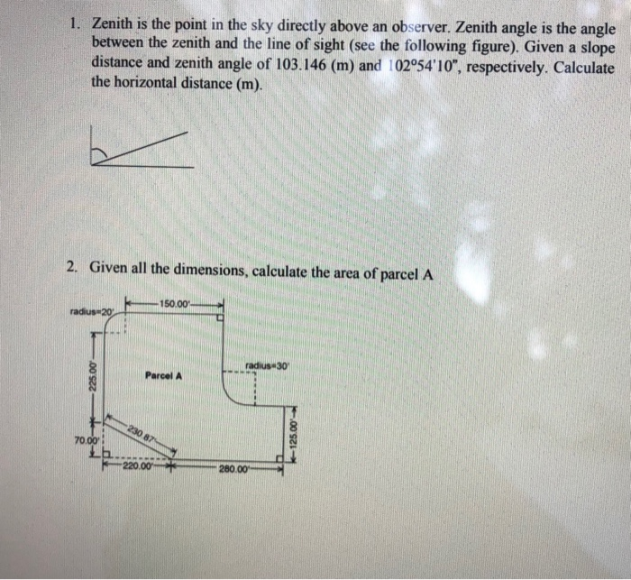 Solved 1. Zenith is the point in the sky directly above an | Chegg.com