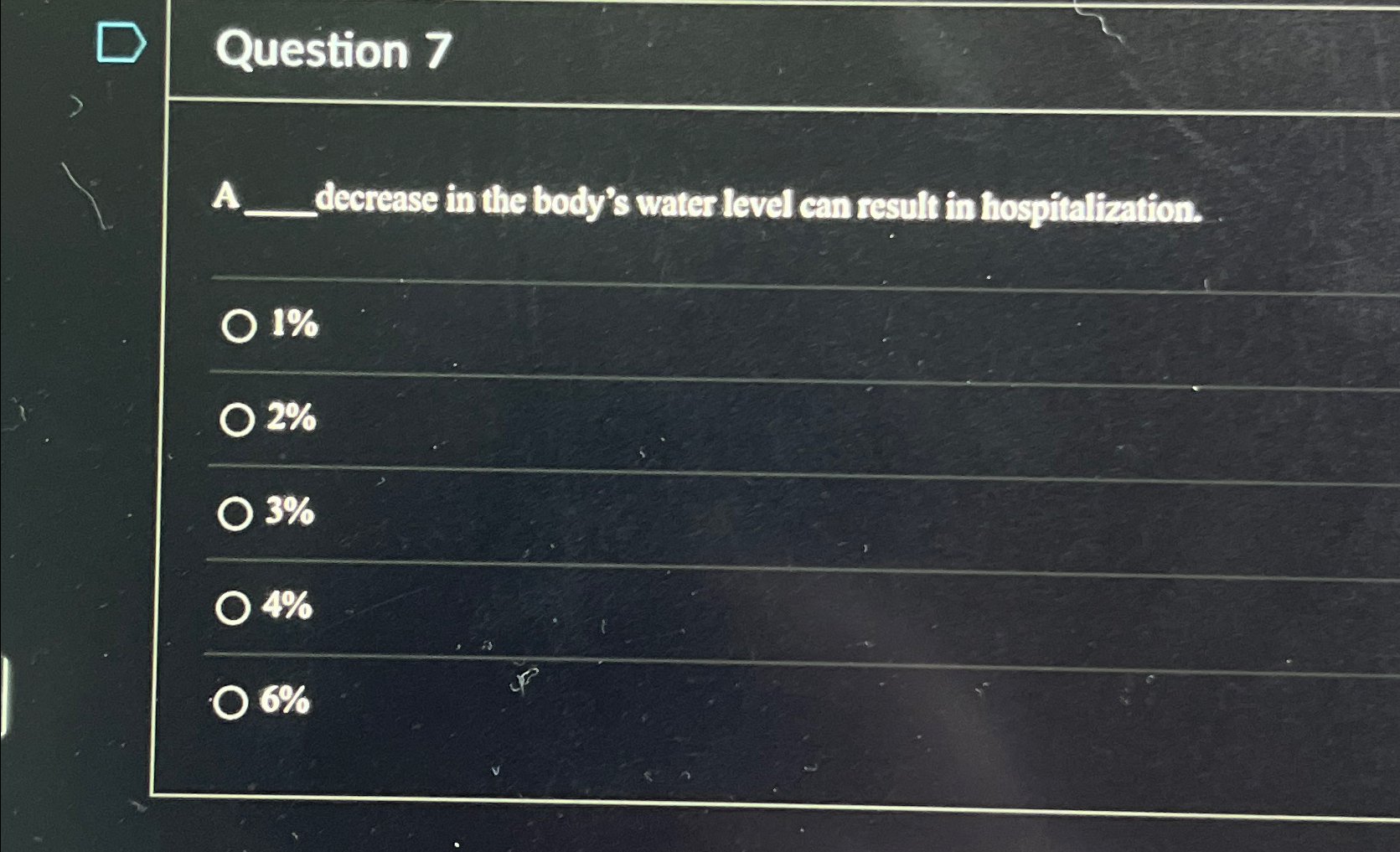 Solved Question 7A q, ﻿decrease in the body's water level | Chegg.com