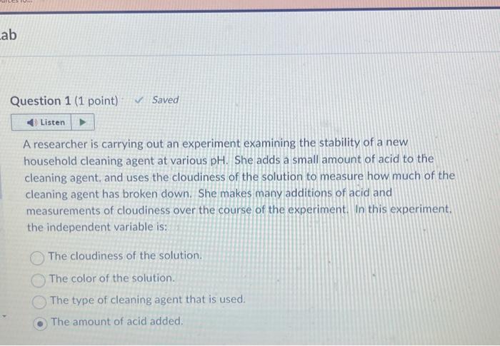 Solved A researcher is carrying out an experiment examining | Chegg.com