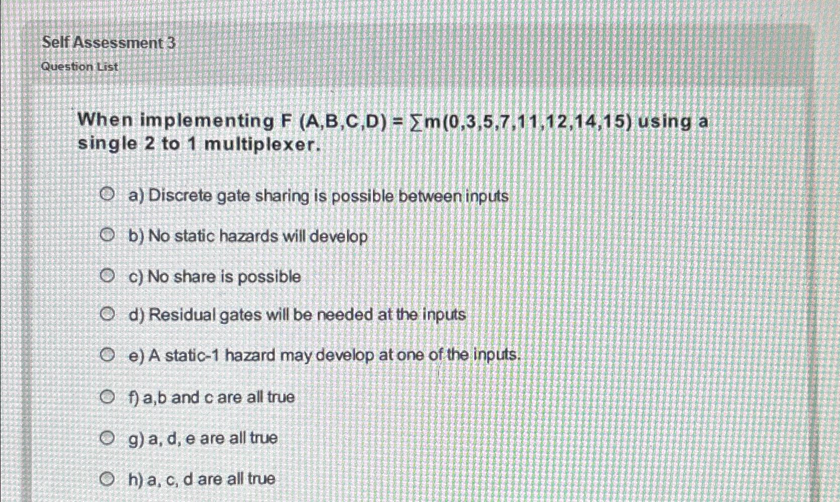 Solved Self Assessment 3Question ListWhen implementing | Chegg.com