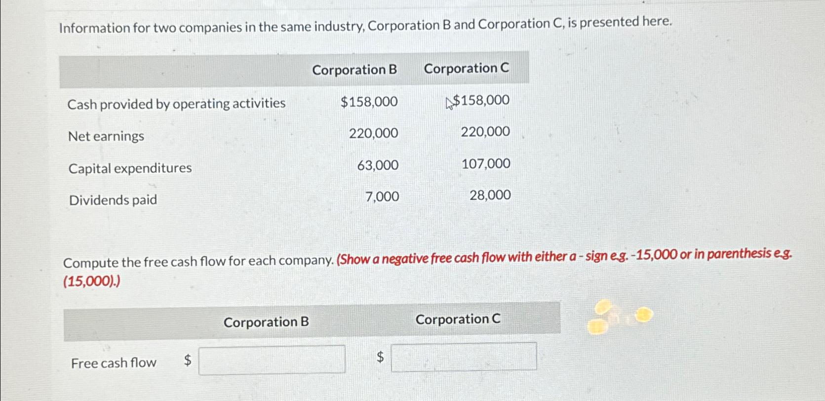 Solved Information for two companies in the same industry, | Chegg.com