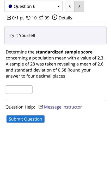Solved 0/1 pt 10⇄99 (i) Details Determine the standardized | Chegg.com