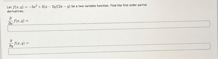 Solved Let f(x,y)=−3x2+3(x−2y)(2x−y) be a two variable | Chegg.com