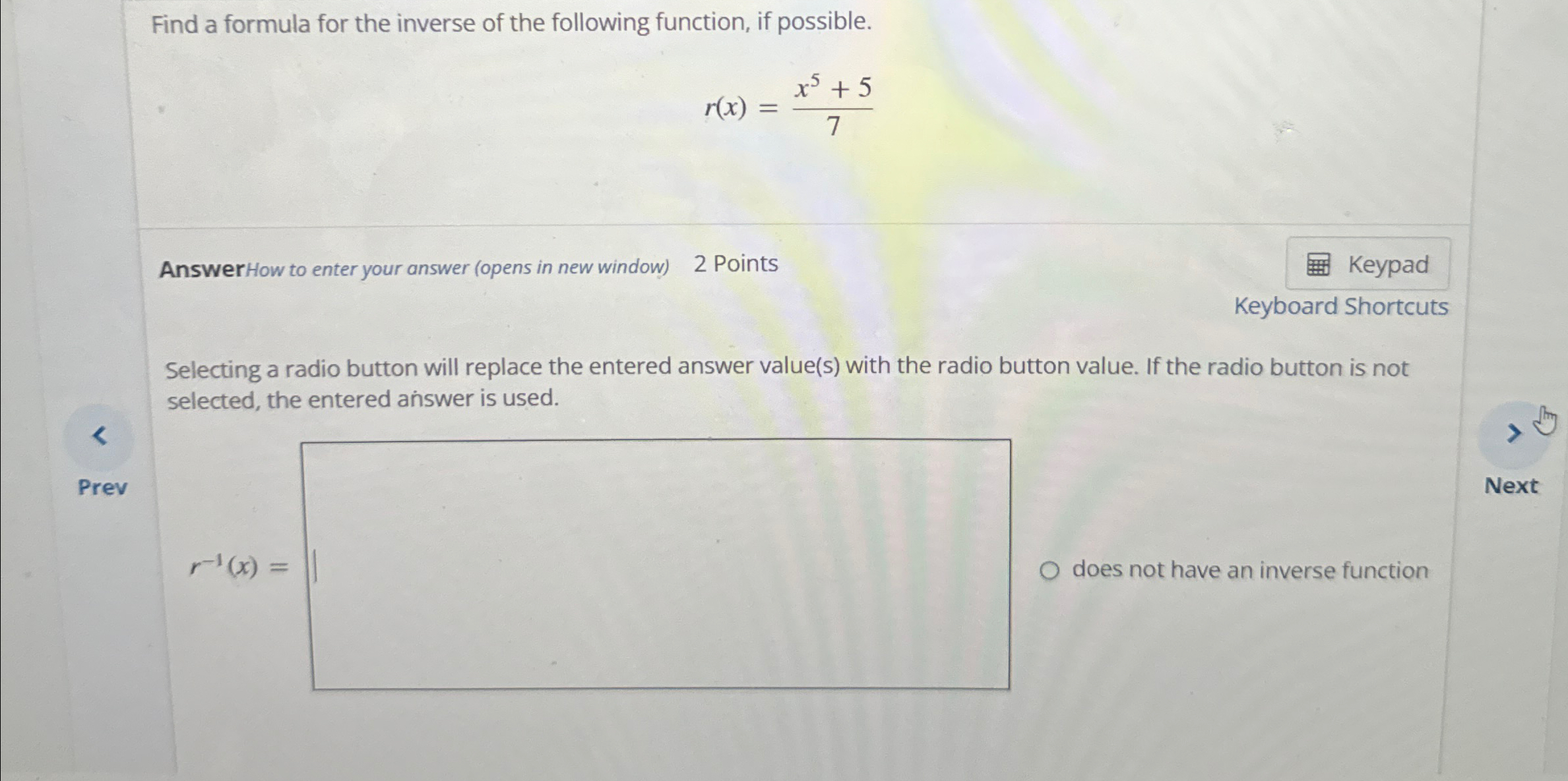 Solved Find a formula for the inverse of the following | Chegg.com