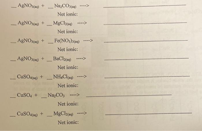 Solved Net ionic: | Chegg.com