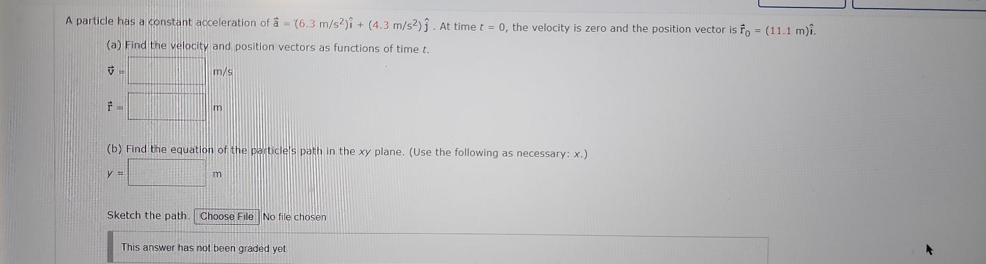 Solved A particle has a constant acceleration of a=(6.3 | Chegg.com