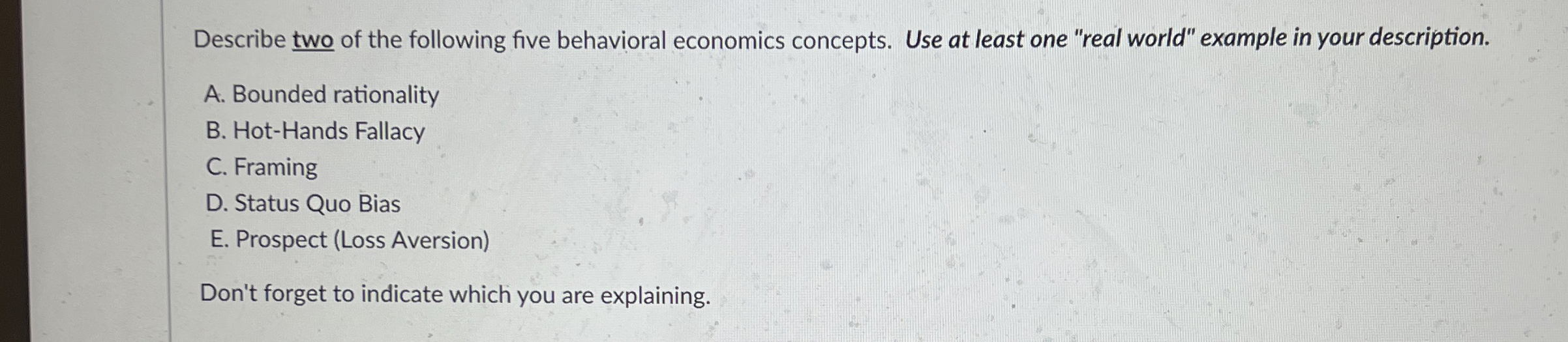 Solved Describe two of the following five behavioral | Chegg.com