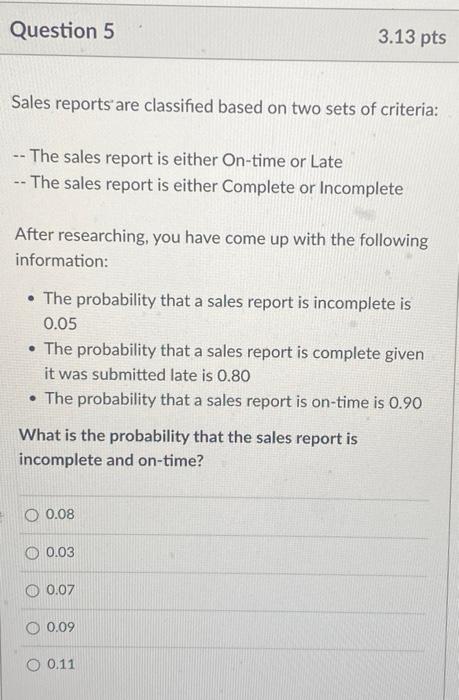 Solved Sales reports are classified based on two sets of | Chegg.com