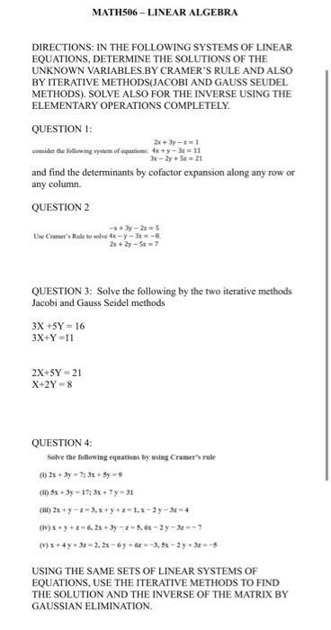 Solved MATH506 - LINEAR ALGEBRA DIRECTIONS IN THE FOLLOWING | Chegg.com