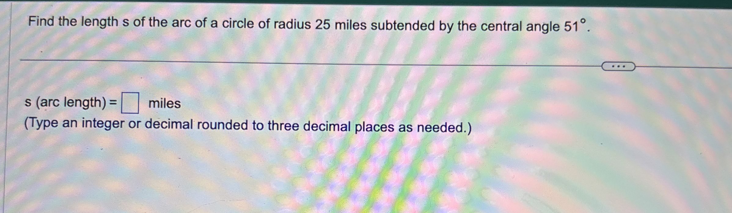 Solved Find the length s of the arc of a circle of radius 25 | Chegg.com