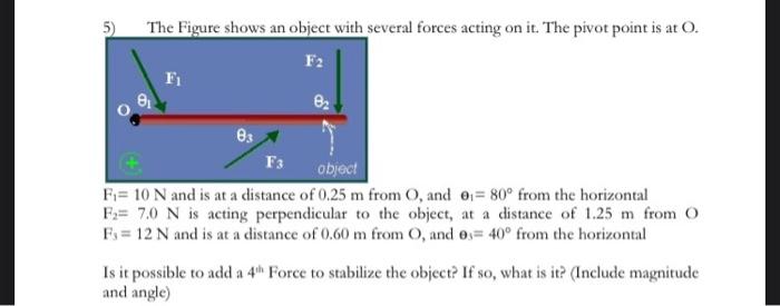 Solved 5) The Figure shows an object with several forces | Chegg.com