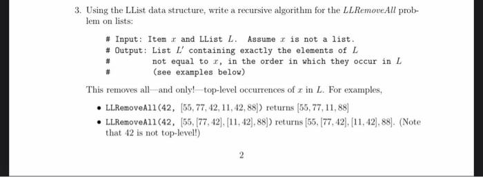 Solved 3. Using the LList data structure, write a recursive | Chegg.com
