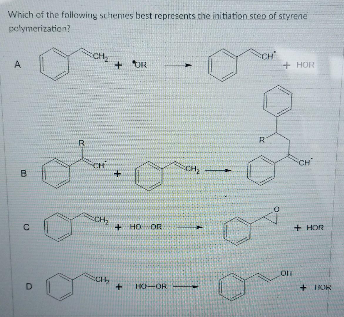 Solved Which of the following schemes best represents the | Chegg.com