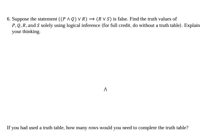 Solved Suppose the statement ((P??Q)vvR)Longrightarrow(RvvS) | Chegg.com