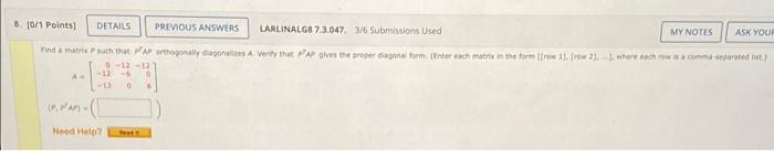 Solved 8. (0/1 Points) DETAILS PREVIOUS ANSWERS LARLINALG8 | Chegg.com Solved 8. (0/1 Points) DETAILS PREVIOUS ANSWERS LARLINALG8 | Chegg.com