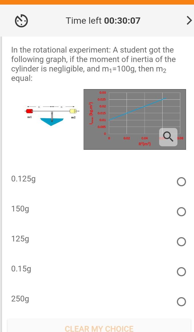 Solved Time left 00:30:07 In the rotational experiment: A | Chegg.com