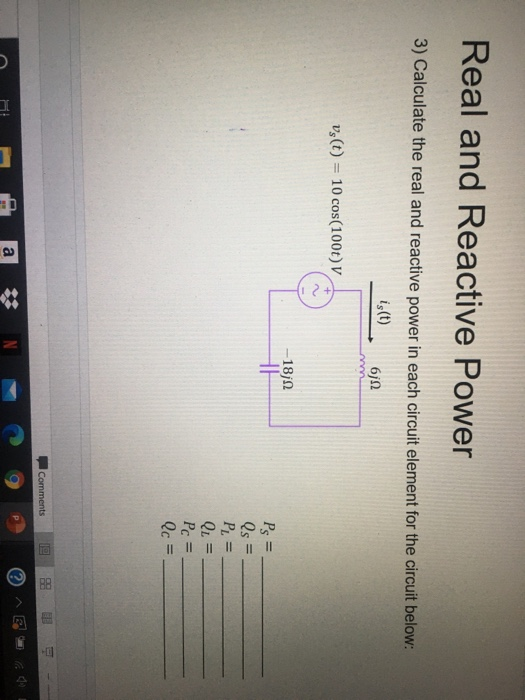 Solved Real and Reactive Power 3) Calculate the real and | Chegg.com