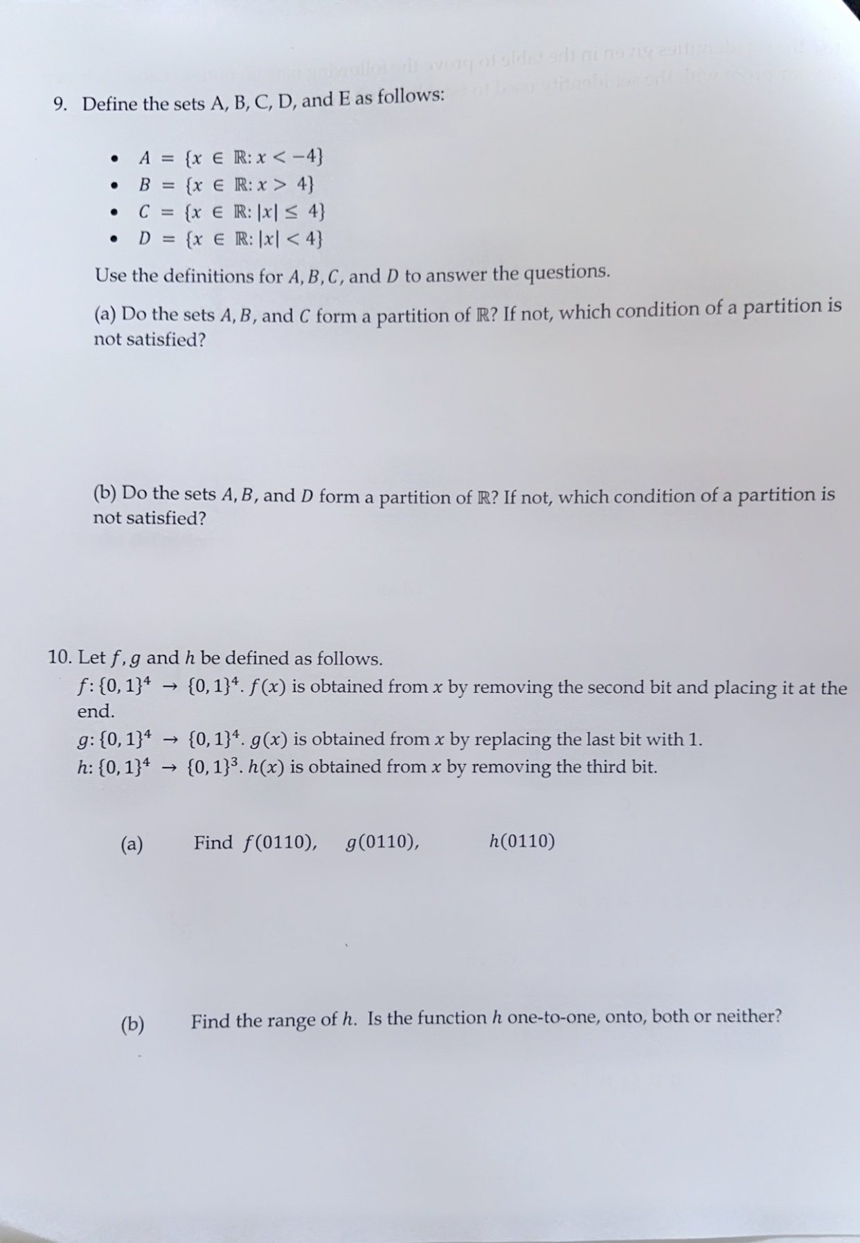 Solved Define the sets A, ﻿B, ﻿C, ﻿D, ﻿and E as | Chegg.com