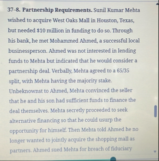 Solved 37-8. ﻿Partnership Requirements. Sunil Kumar Mehta | Chegg.com