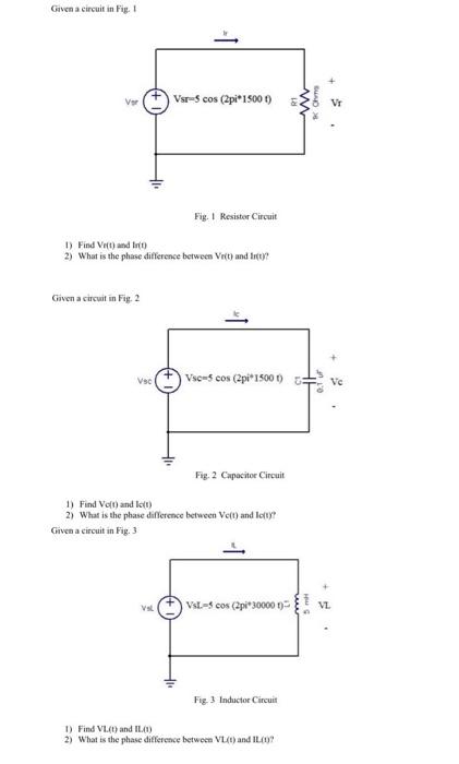 Solved Fig. I Resister Circuit 1) Find Ve(t) and trit 2) | Chegg.com