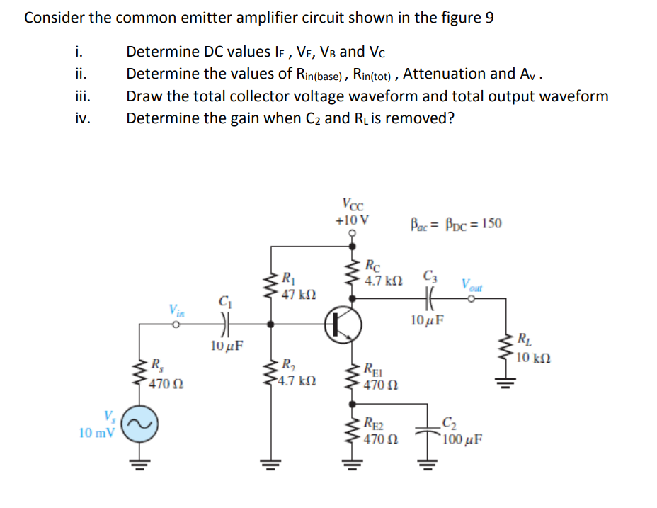 Solved Consider the common emitter amplifier circuit shown | Chegg.com
