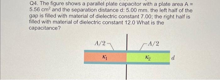 Solved Q4. The figure shows a parallel plate capacitor with | Chegg.com