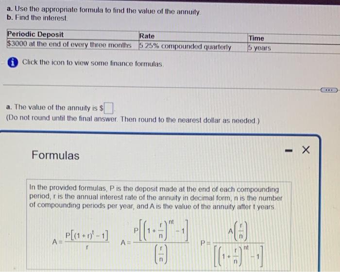 Solved a. Use the appropriate formula to find the value of | Chegg.com