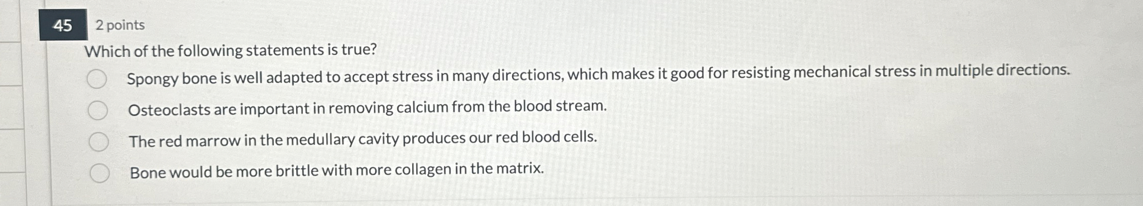 Solved Which of the following statements is true?Spongy bone | Chegg.com