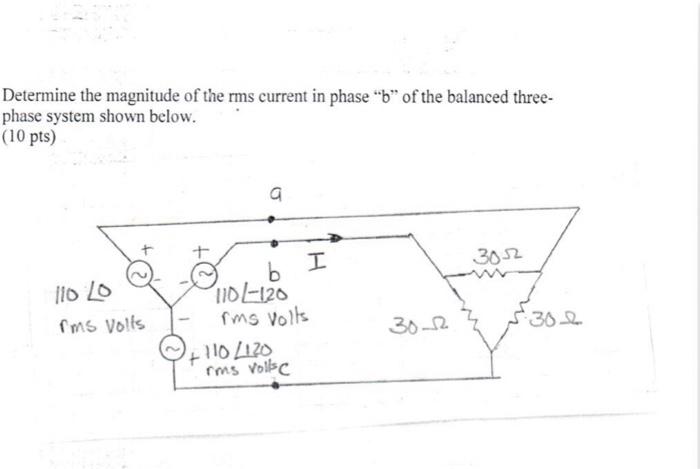 Solved Determine the magnitude of the rms current in phase | Chegg.com
