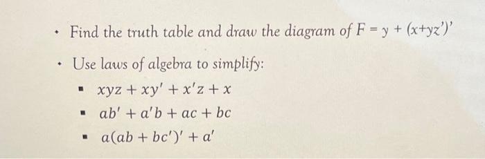 - Find the truth table and draw the diagram of | Chegg.com