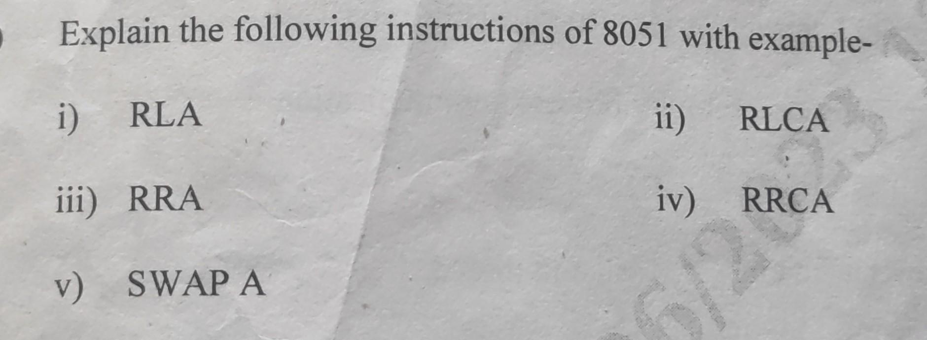 Solved Explain the following instructions of 8051 with | Chegg.com