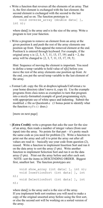 Solved 4 Write A Function That Reverses All The Elements Of 