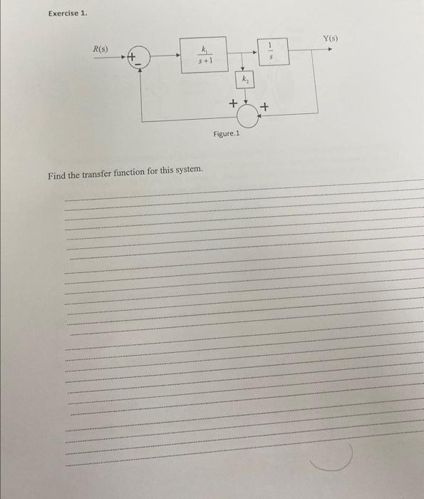 Solved Exercise 1. Find the transfer function for this | Chegg.com
