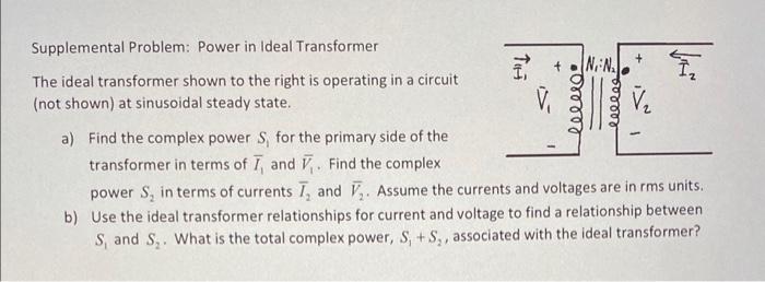 Solved Supplemental Problem: Power in Ideal Transformer The | Chegg.com