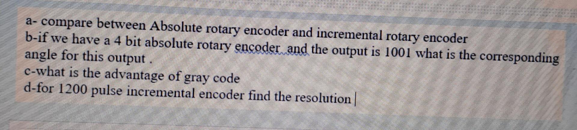 Solved a- ﻿compare between Absolute rotary encoder and | Chegg.com