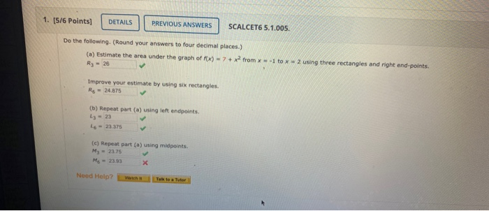 Solved 1. [5/6 Points) DETAILS PREVIOUS ANSWERS SCALCET6 | Chegg.com