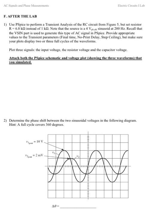 Solved F. AFTER THE LAB 1) Use PSpice to perform a Transient | Chegg.com