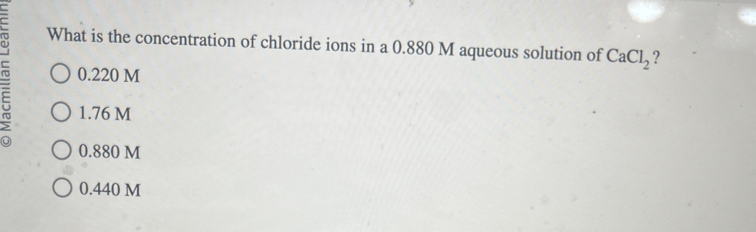 Solved What is the concentration of chloride ions in a 0.880 | Chegg.com