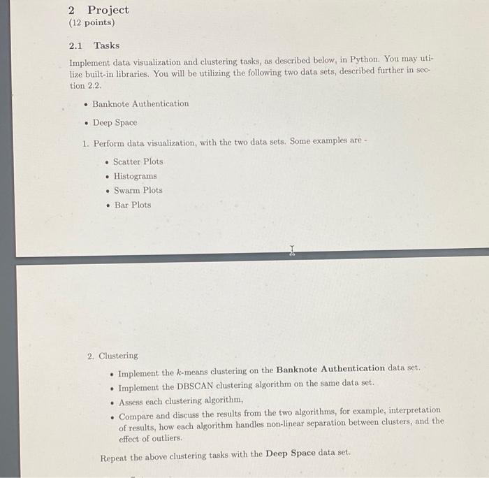 Solved 2.1 Tasks Implement data visualization and clustering | Chegg.com