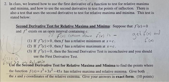 Solved 2. In class, we learned how to use the first | Chegg.com