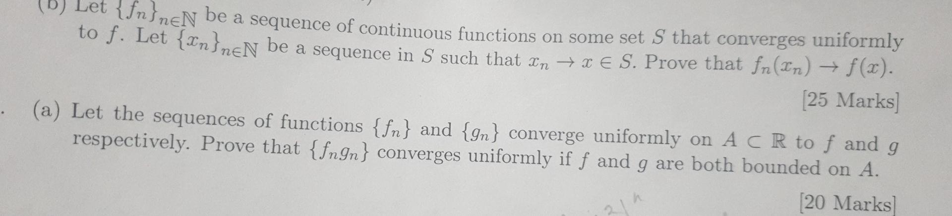 Solved {fn)neN be a sequence of continuous functions on some | Chegg.com