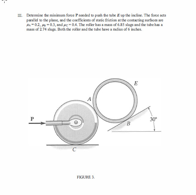 Solved III. Determine the minimum force P ﻿needed to push | Chegg.com
