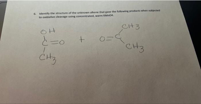 Solved 5. Jdentify the structure of the unknown alkene that | Chegg.com