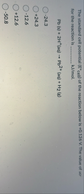 Solved The Standard Cell Potential E° ﻿cell ﻿of The