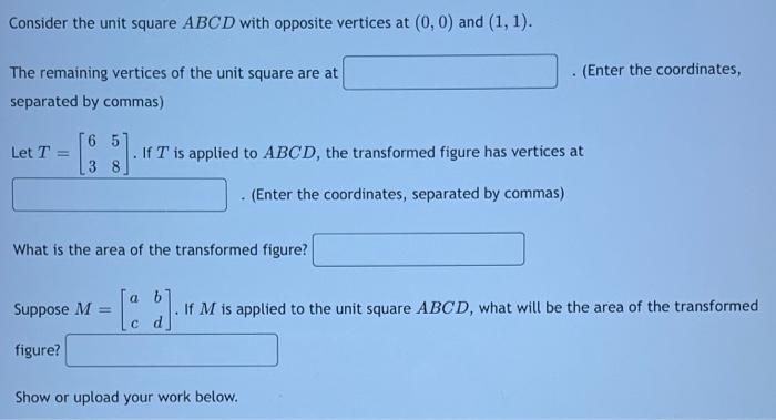Solved Consider the unit square ABCD with opposite vertices | Chegg.com