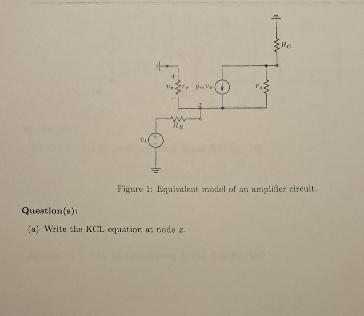 Solved Figure 1: Equivalent model of an amplifier | Chegg.com