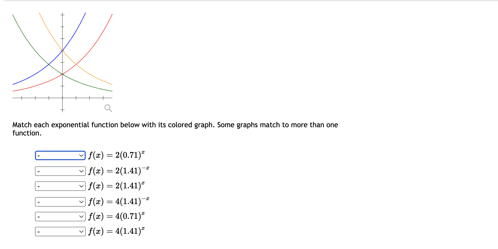 Solved Match each exponential function below with its | Chegg.com Solved Match each exponential function below with its | Chegg.com