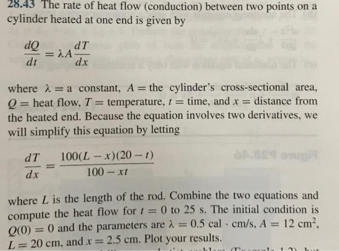 Solved 28.43 The rate of heat flow (conduction) between two | Chegg.com
